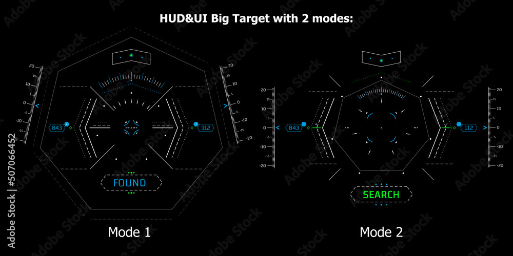 Big Hi-tech sniper scope aiming system with two modes. Futuristic ...