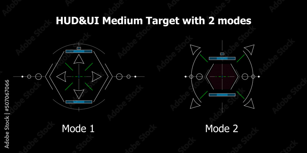 Vetor de MIddle Hi-tech sniper scope aiming system with two modes. Sci ...