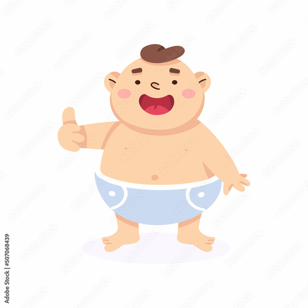 Little happy boy smiles broadly. Thumb up symbol. Happy child character ...