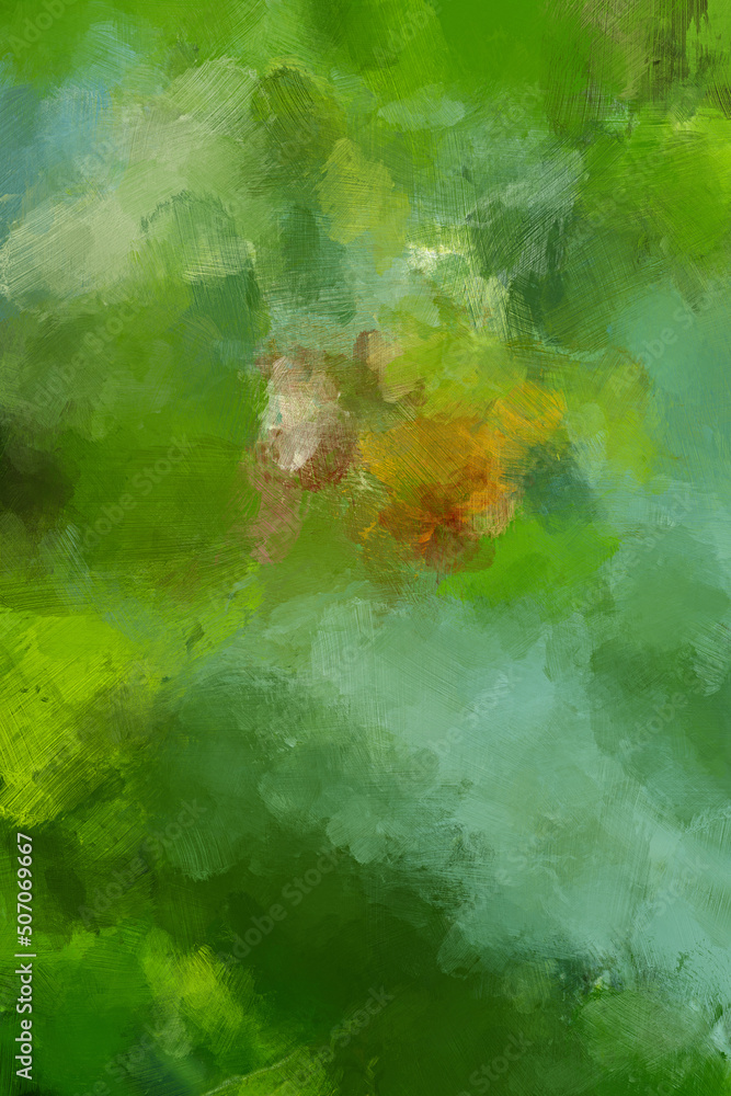 Abstract green oil painting background with brush strokes. High ...
