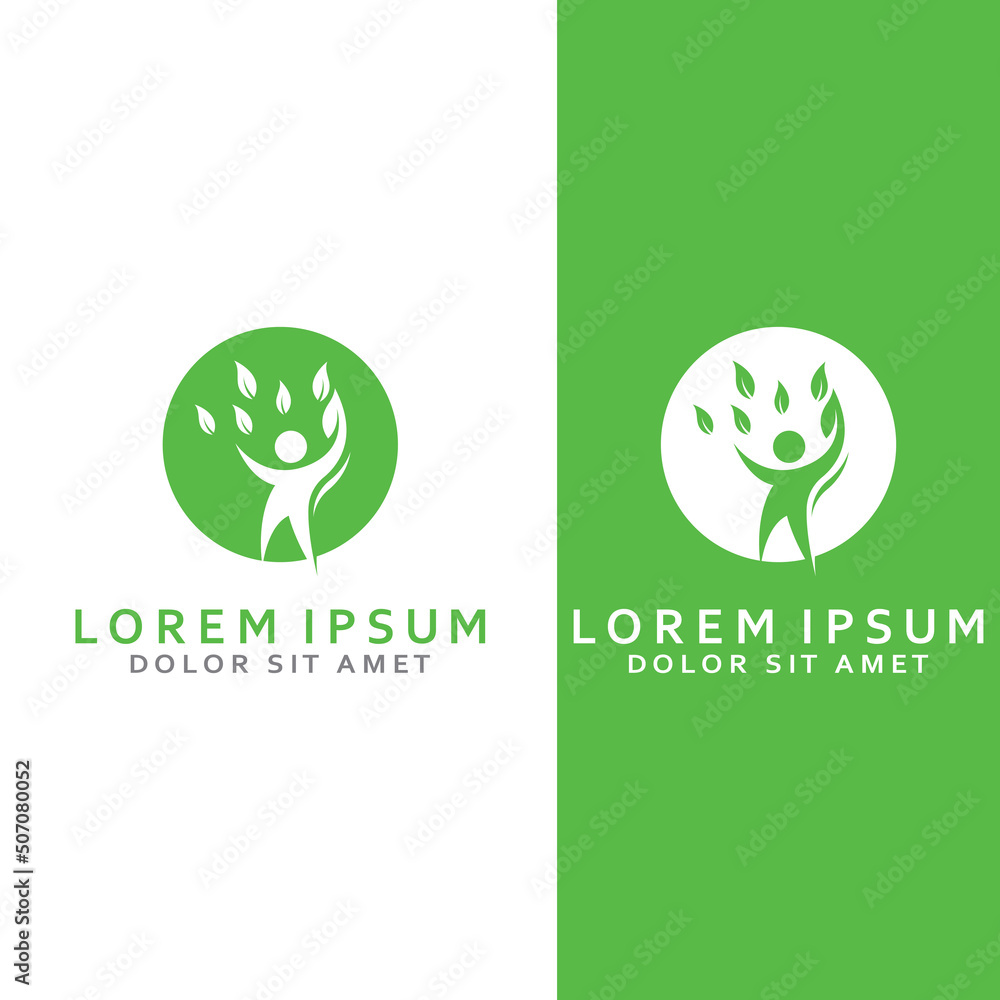 Human nature leaf logo. Leaf and human combination logo with template ...
