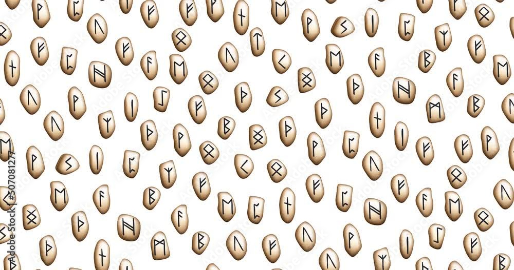 Animation with rune symbols top down movement. Runes looping seamless ...