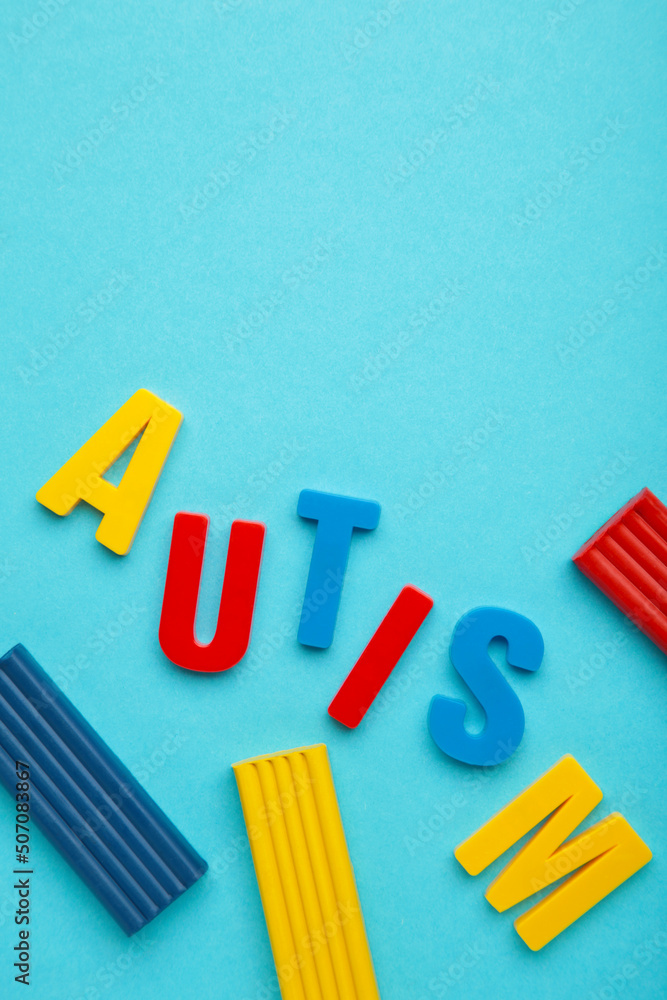 Autism. Autism spectrum disorder. Autism word made with playdough on ...