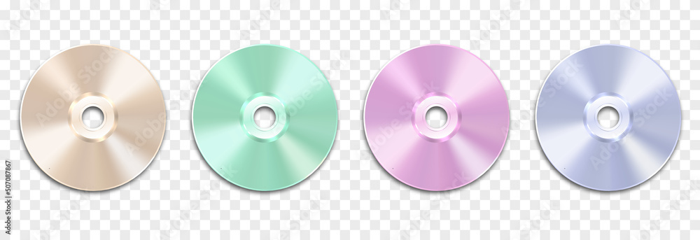 Set of vector disks on an isolated transparent background. Realistic ...
