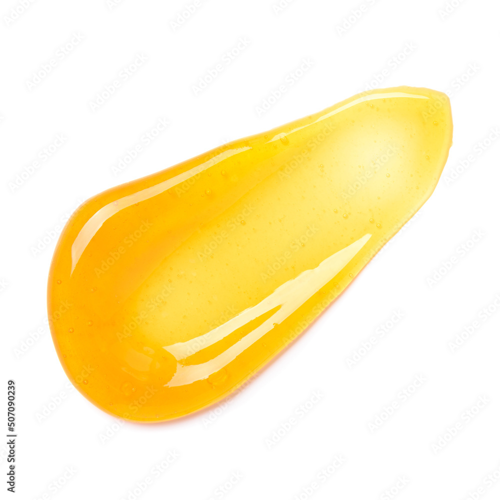 Transparent yellow face cream smear smudge, golden sugar honey isolated ...