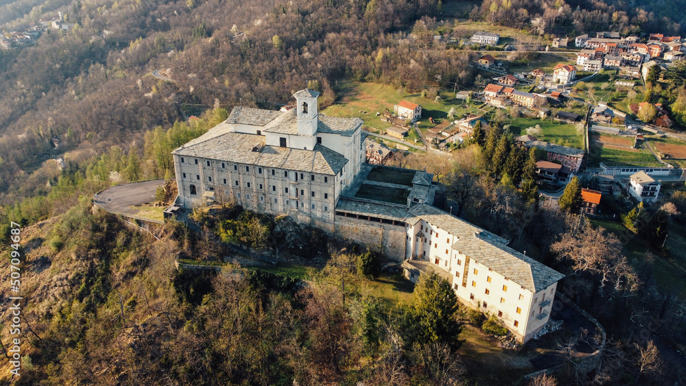 Aerial view of Sanctuary of Saint Ignatius of Loyola situated in the ...