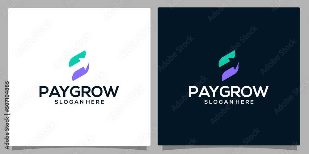 Abstract payment vector logo design with growth arrow logo and abstract letter S. Premium vector ...