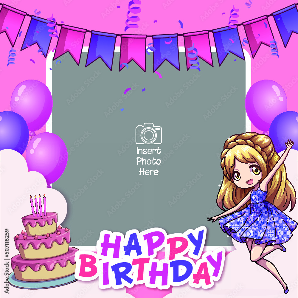 frame birthday invitation preincess Stock Vector | Adobe Stock