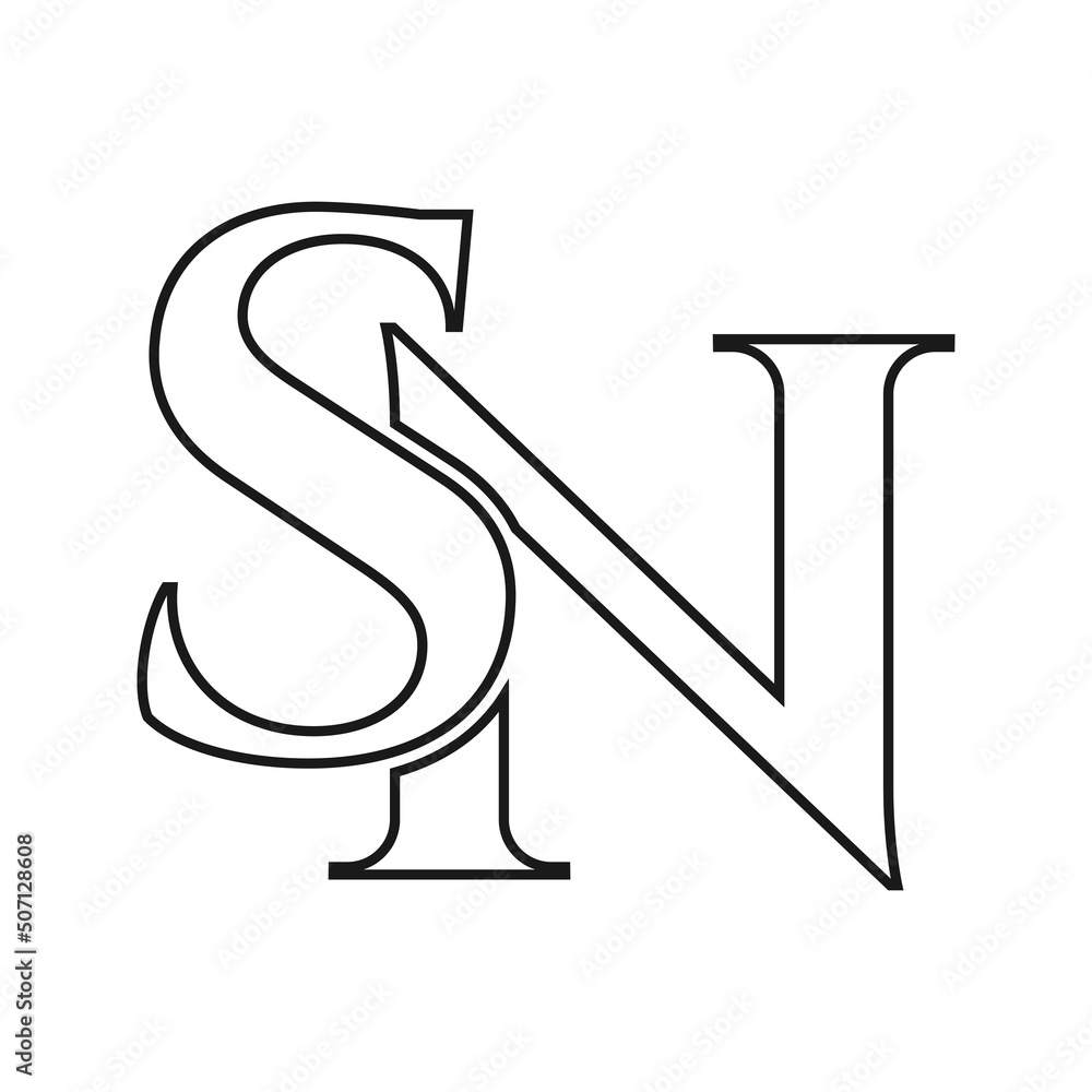 Initial letter SN, NS logo design template. Monogram Letter SN luxury ...