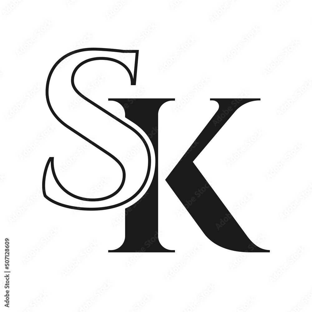 Initial letter SK, KS logo design template. Monogram Letter SK luxury ...