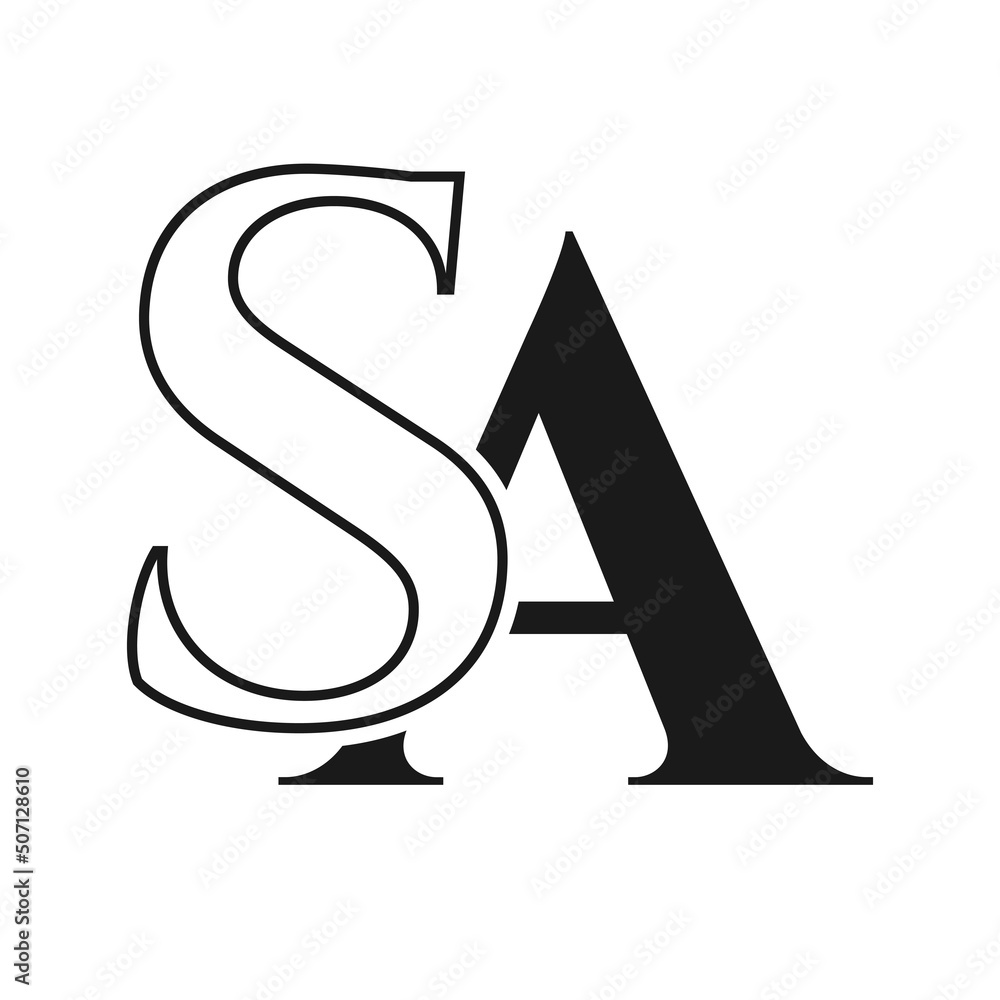 Initial letter SA, AS logo design template. Monogram Letter SA luxury ...
