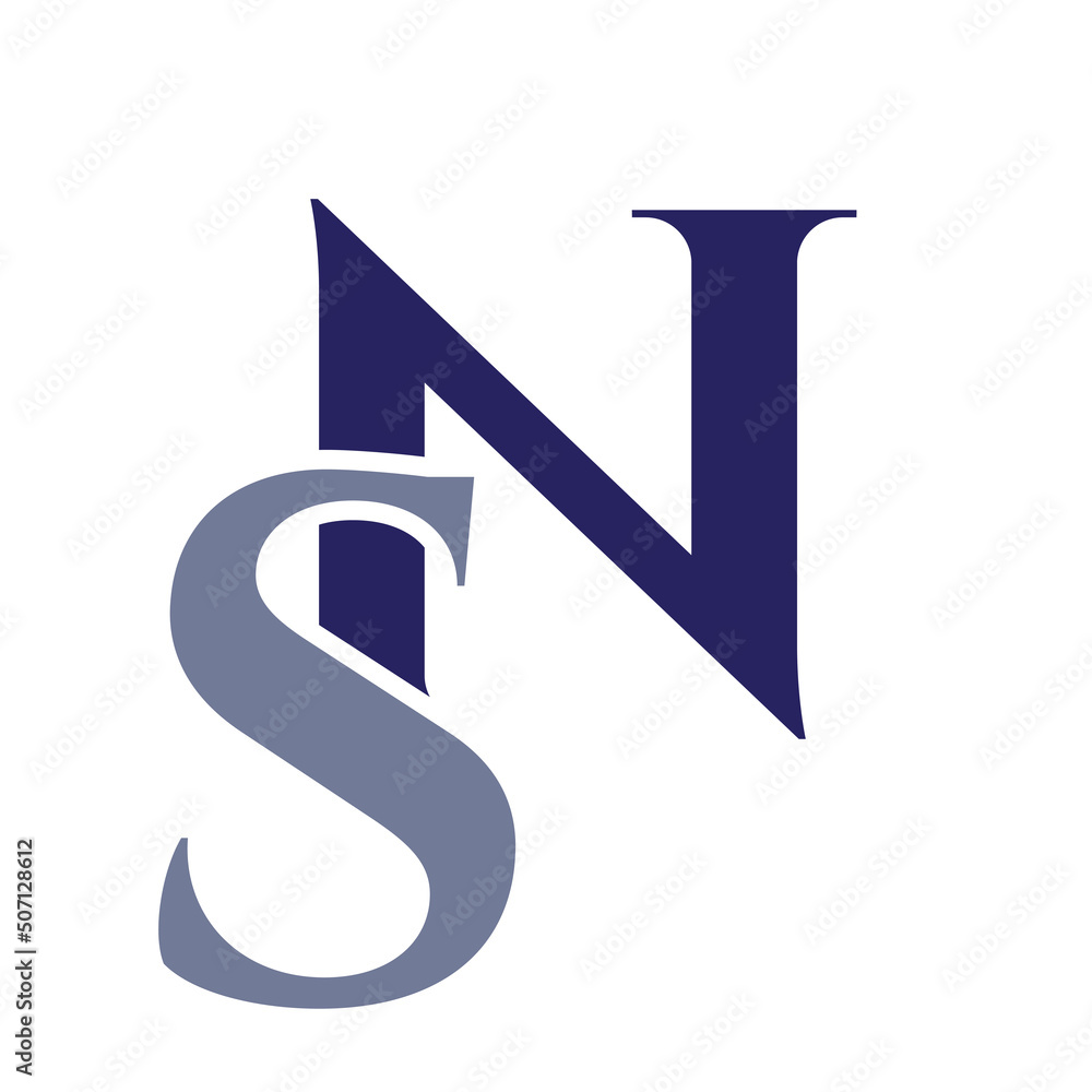 Initial letter SN, NS logo design template. Monogram Letter SN luxury ...