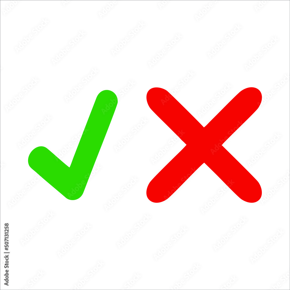 Check mark and cross symbols. check mark and cross icon. Right and ...