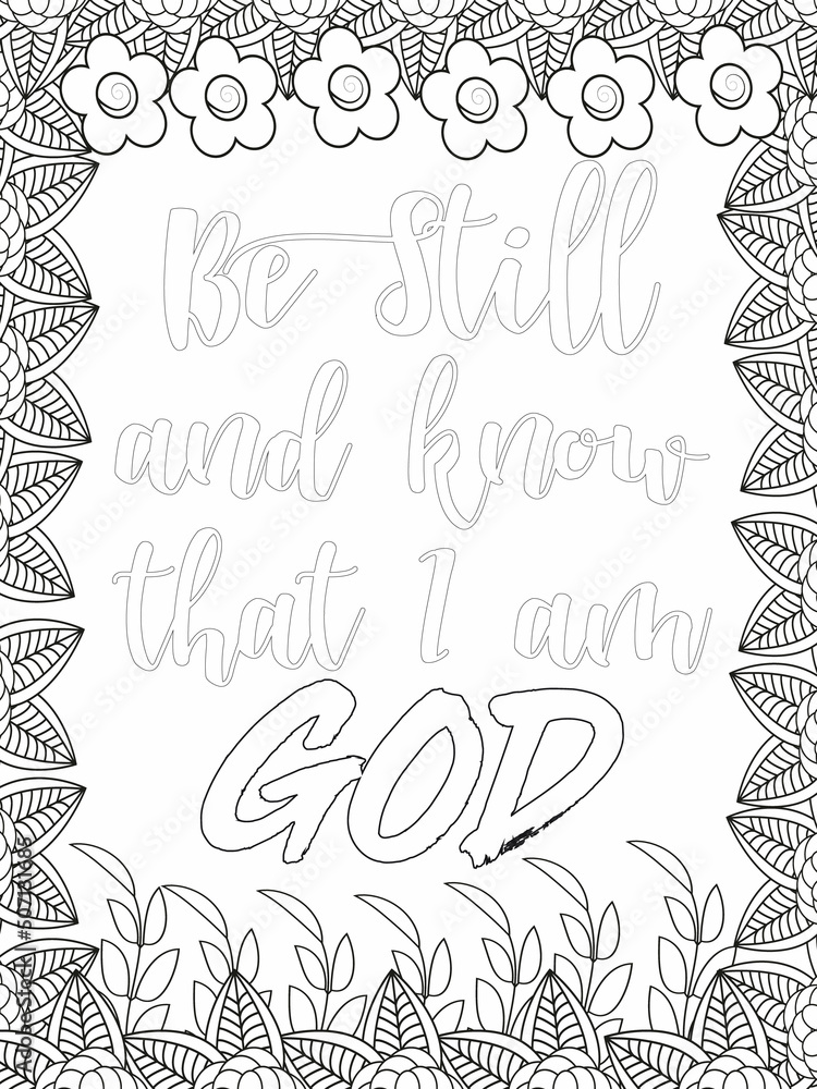 Bible verse coloring page. Vector Lettering and flowers for coloring ...