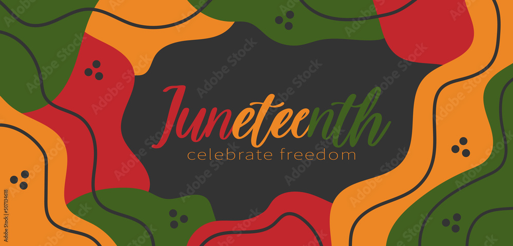 Juneteenth abstract horizontal banner design with random bright red ...
