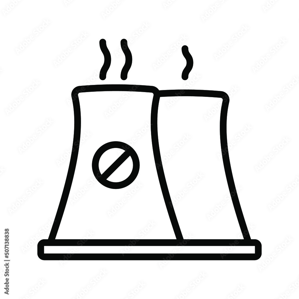Nuclear power plant icon. Non renewable energy source sign. vector ...