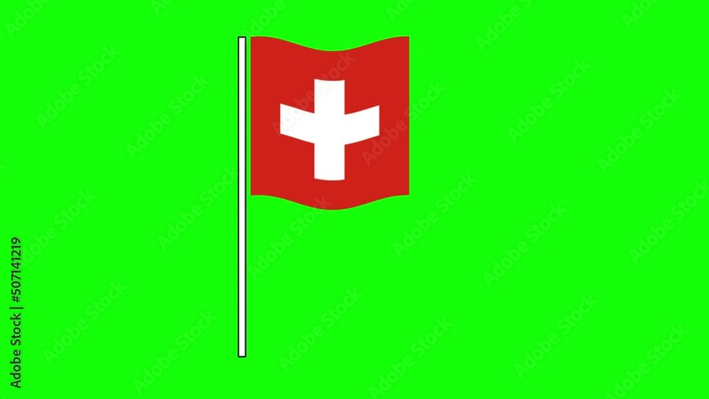 Switzerland flag. Waving Swiss flag seamless loop animation. Green ...