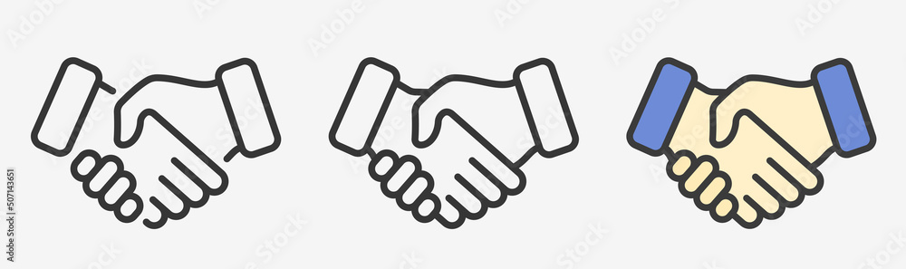 Handshake icon set isolated on white background. Handshake symbol ...