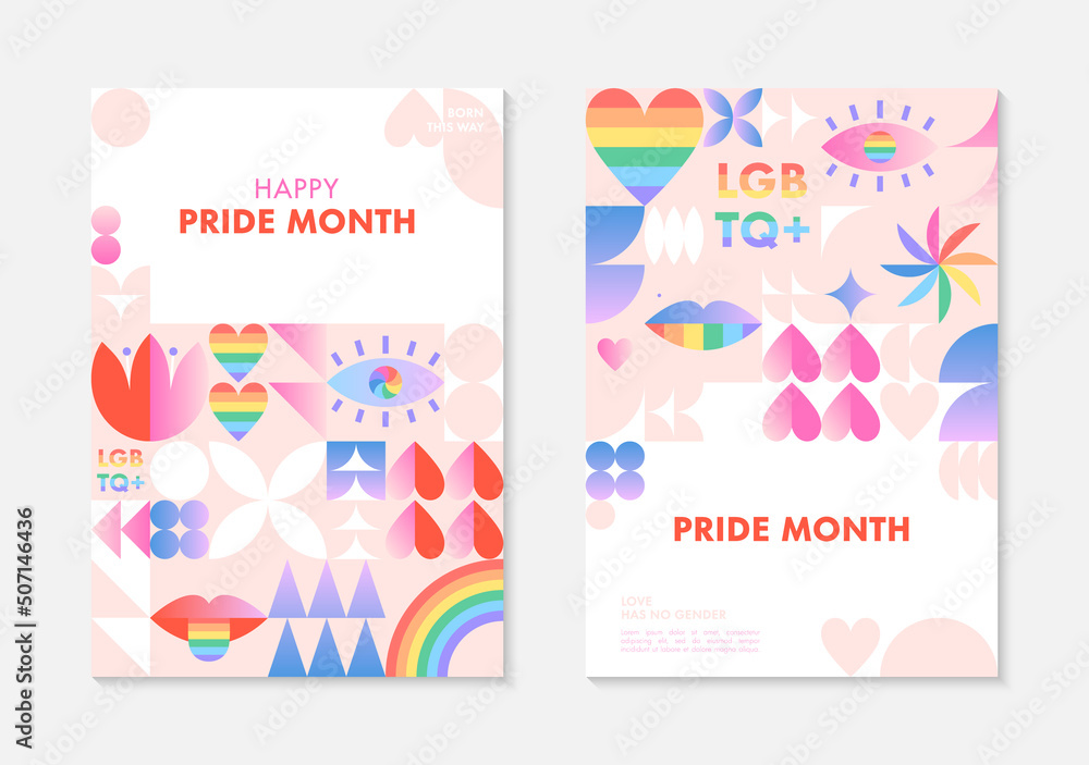 Pride month poster templates.LGBTQ+ community vector illustrations in ...