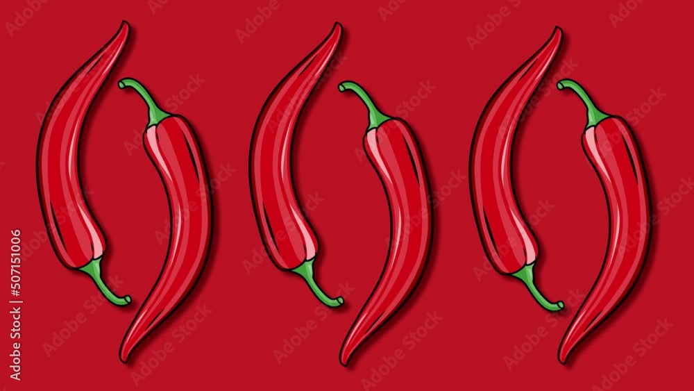 Vidéo Stock Red peppers moving animation. 2D animation of hot peppers ...