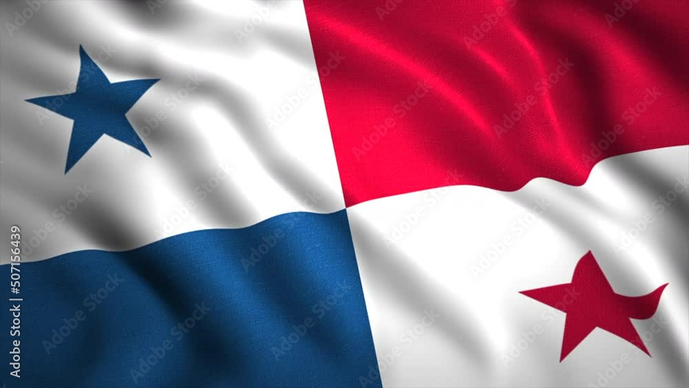 Panama waving flag divided into four squares with blue and red stars ...