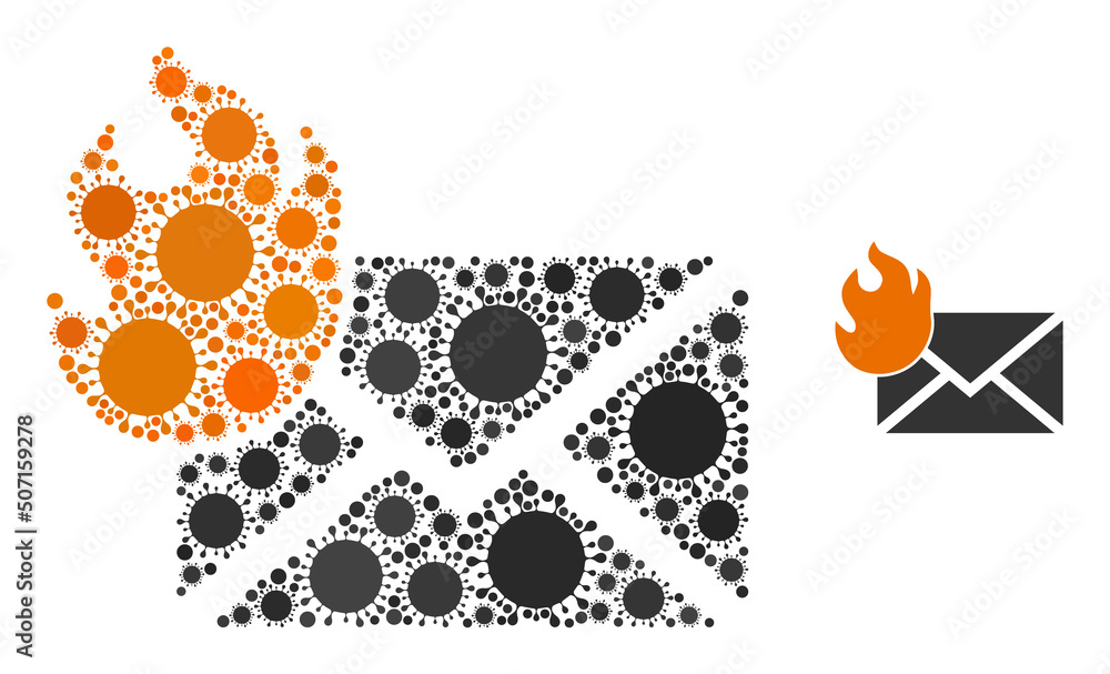 Hot letter mosaic icon. Vector mosaic made from scattered virus cell ...