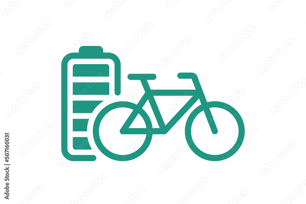 Electric bicycle fully charged battery energy indicator green linear ...