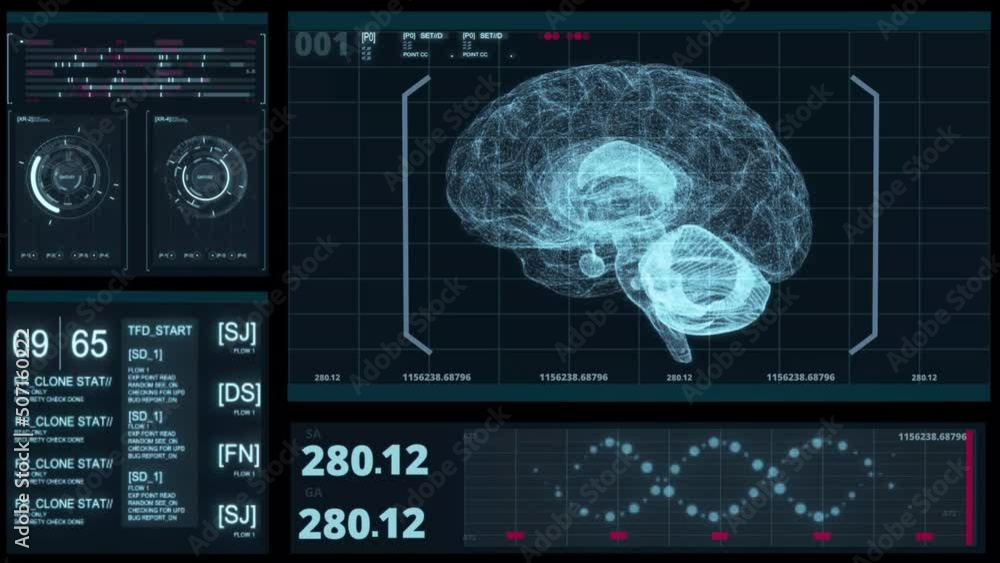 Futuristic human brain interface concept. Brain scan technology ...