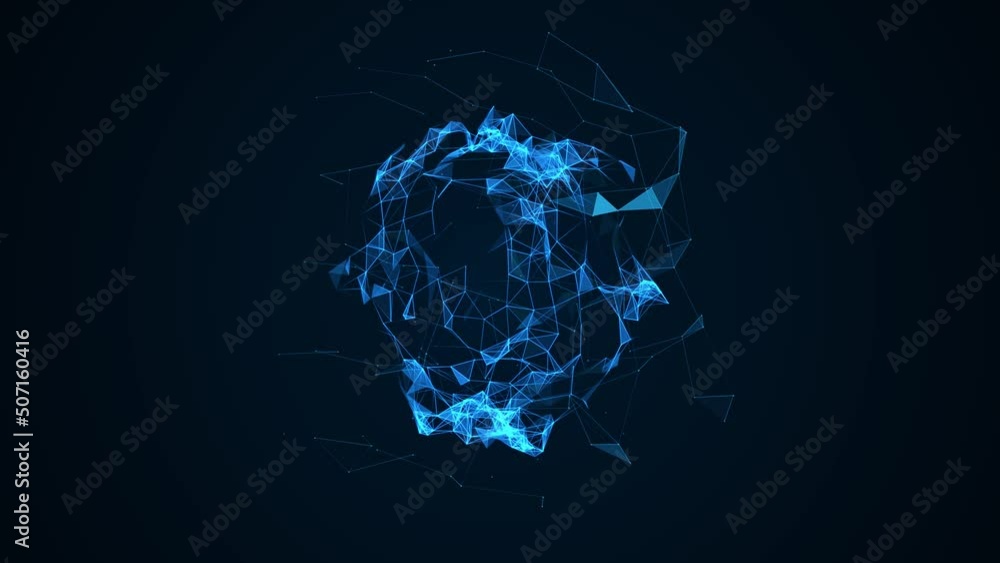 Vidéo Stock Glowing blue animated sphere symbol. Chaotic rotation of ...