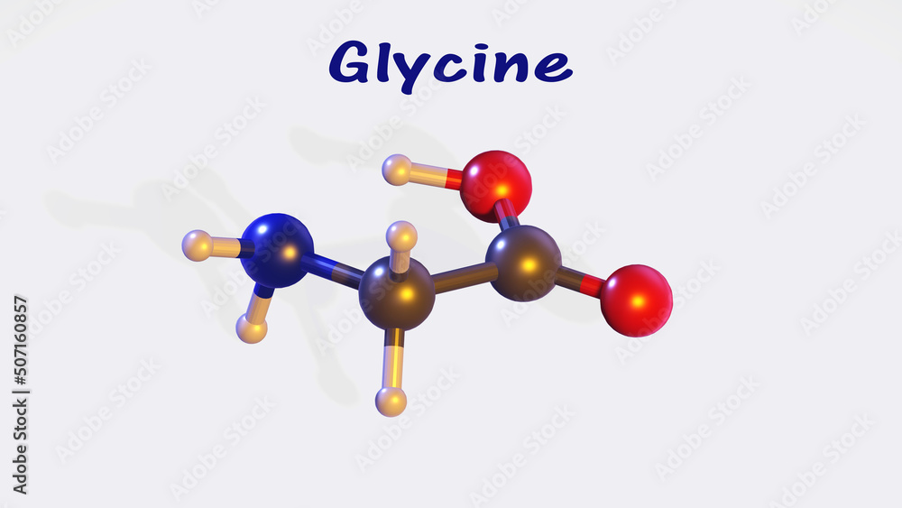 Glycine chemical formula. Glycine chemical molecular structure. 3D ...