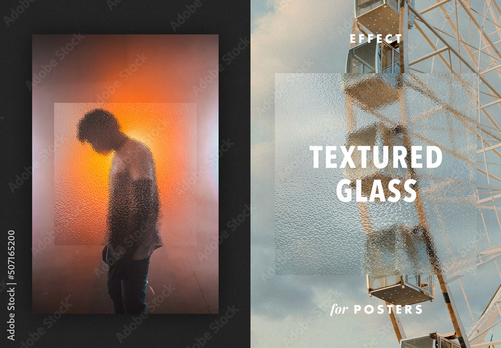 Textured Glass Overlay Photo Effect Mockup Stock Template | Adobe Stock