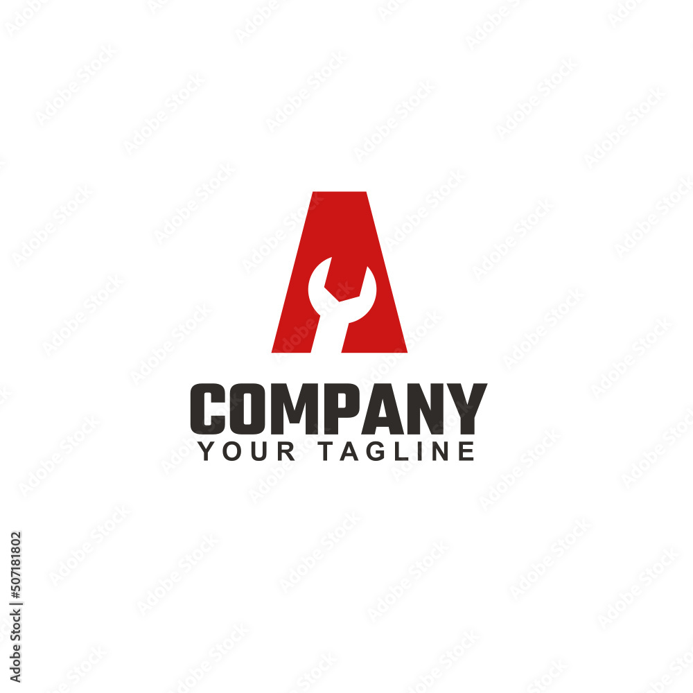Logo of Letter A and Wrench isolated on white background. Vector ...