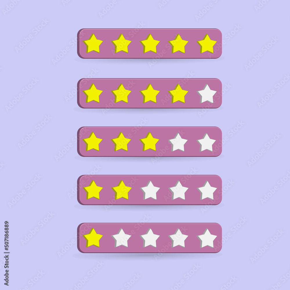 3D yellow stars rating vector, UI UX design, star icon for chale on ...