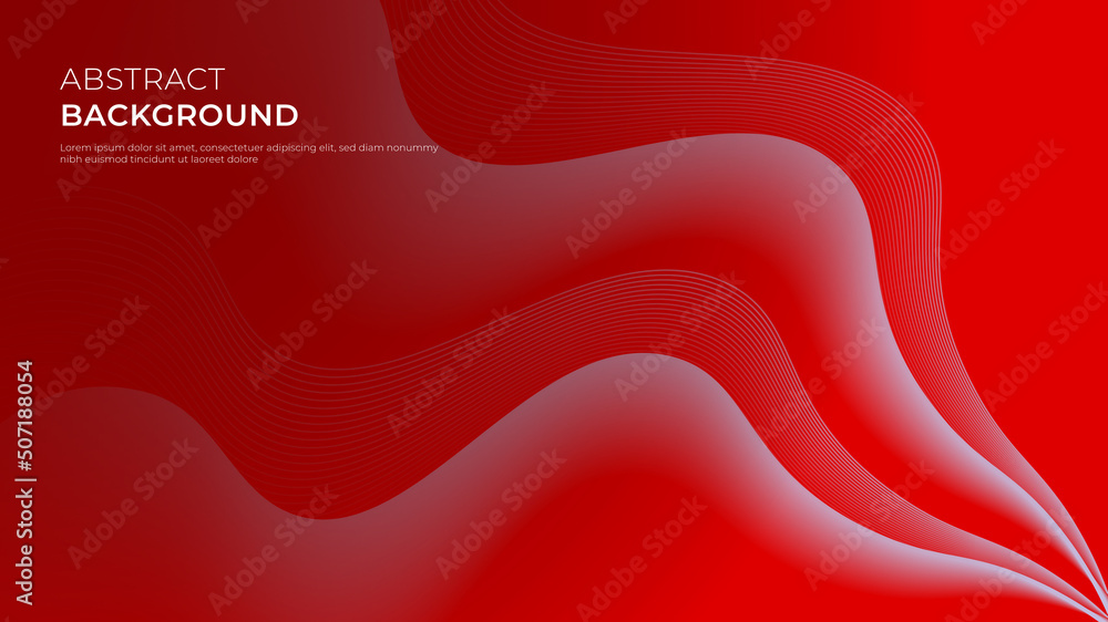 Abstract red gradient background of flow curves. Fluid gradation ...