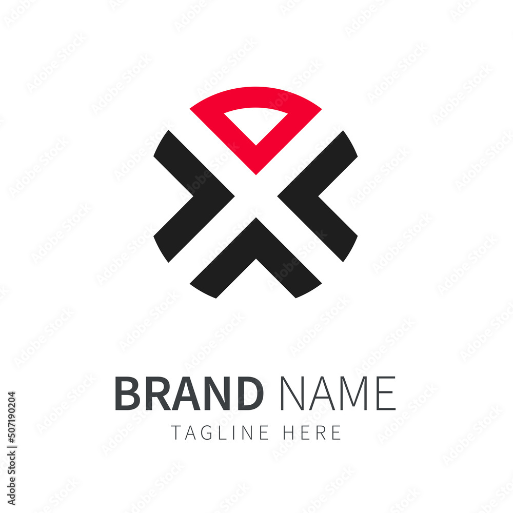 abstract X logo with red color on top icon design template vector Stock ...