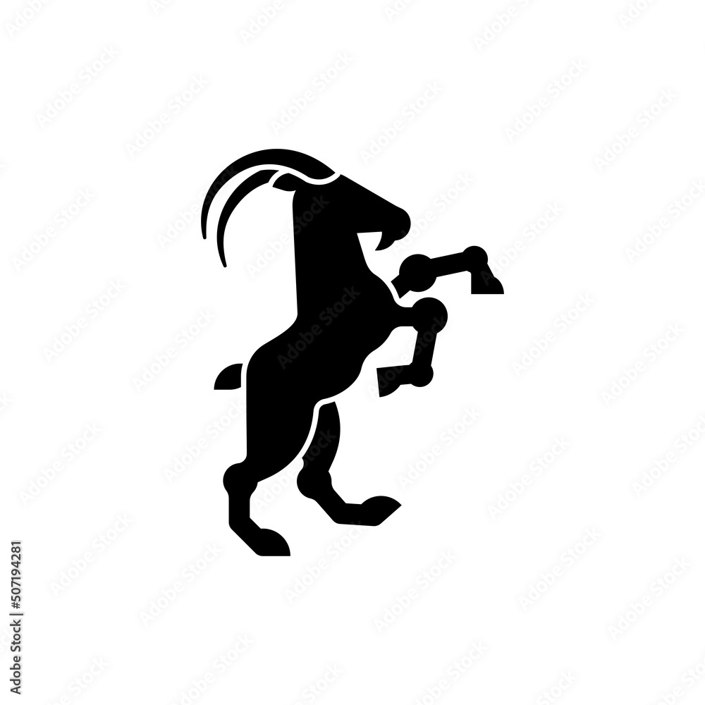 Goat Heraldic animal silhouette. Fantastic Beast. Monster for coat of ...