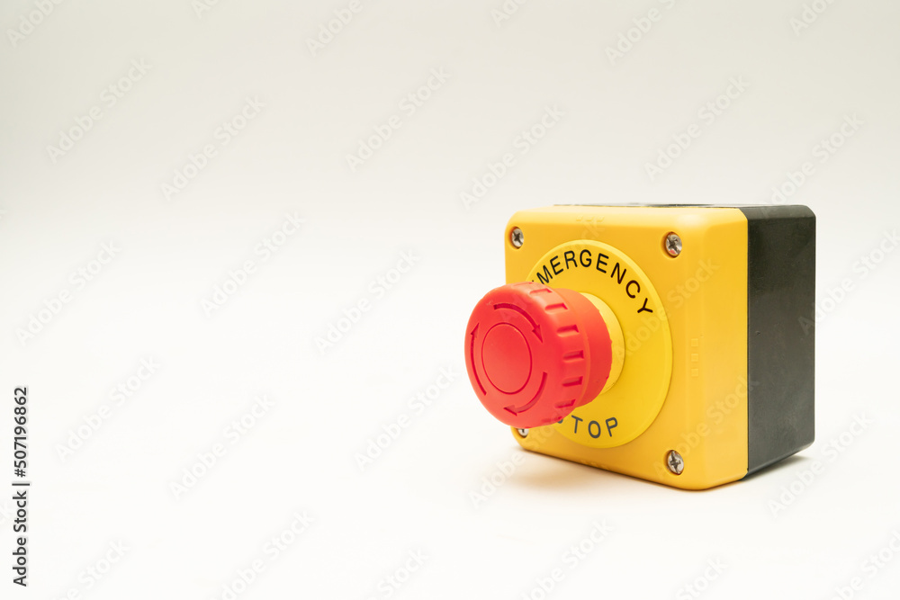 Stop Button and the Hand of Worker About to Press it. emergency stop ...