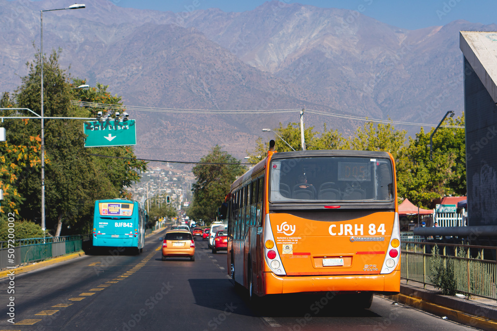 Santiago, Chile - January 2022: A Transantiago, or Red Metropolitana de ...