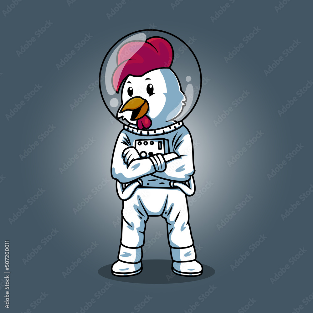 Chicken Astronaut Cartoon Vector Icon Illustration. Science Technology ...