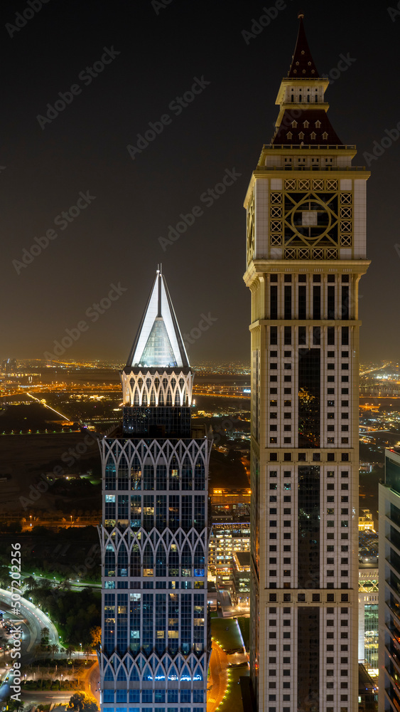 Dubai, United Arab Emirates. Amazing view of the Al Yaqoub Tower at ...