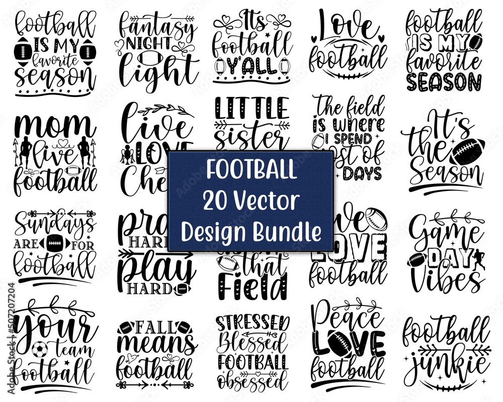 FOOTBALL 20 Vector Design Bundle, Football SVG Designs, Png Svg files ...