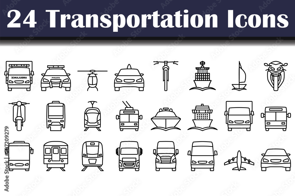Transportation Icon Set Stock Vector | Adobe Stock