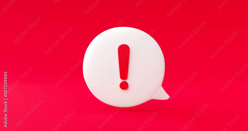 Red danger alert notification reminder icon chat message bubble symbol ...