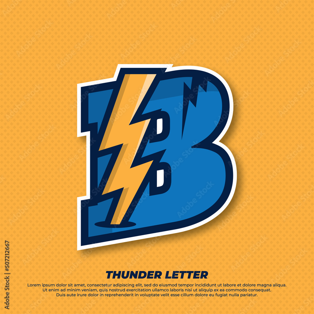 Thunder esport with initial letter B logo illustration, thunder catcher ...