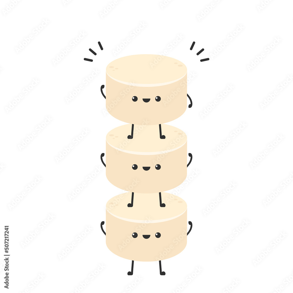 Cute tofu cartoon. Happy cute smiling funny tofu. character design. Egg ...