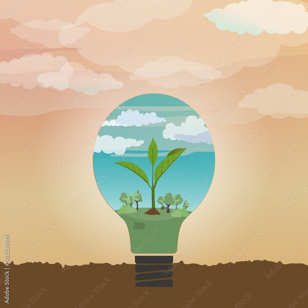 planting world environment day bulb Stock Vector | Adobe Stock