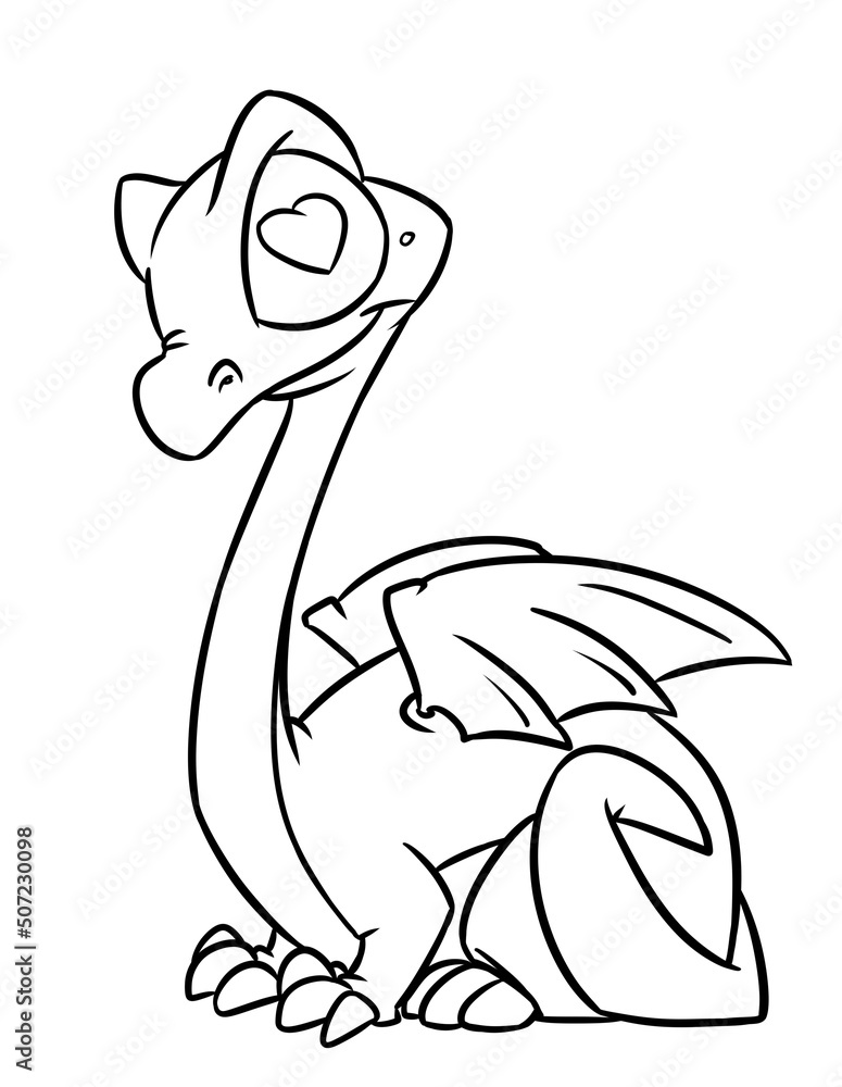 Dragon cheerful kind coloring page cartoon illustration Stock ...