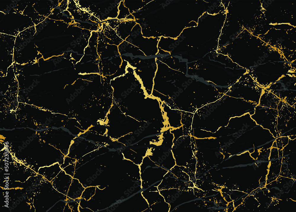 Luxury Black and Gold Marble texture background vector. Panoramic ...