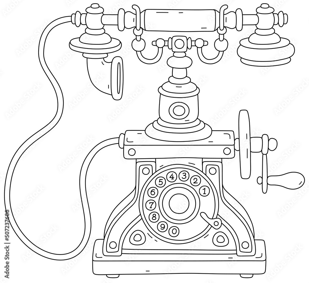 Rotary Phone Drawing Cliparts Eps Coloring Printable Number Kids Pages ...