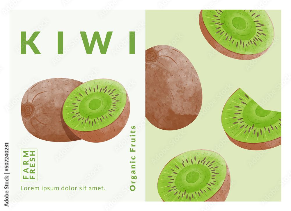 Kiwi Label packaging design templates, Hand drawn style vector ...